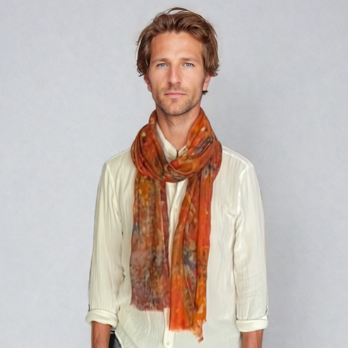 100% Cashmere Scarf – “Chroma” in Orange – James Paul Cheung